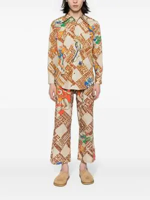 ERL Graphic-print Cotton Shirt - Brown