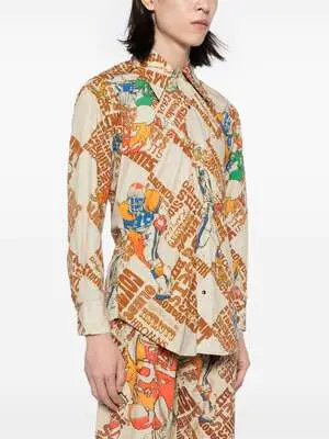 ERL Graphic-print Cotton Shirt - Brown
