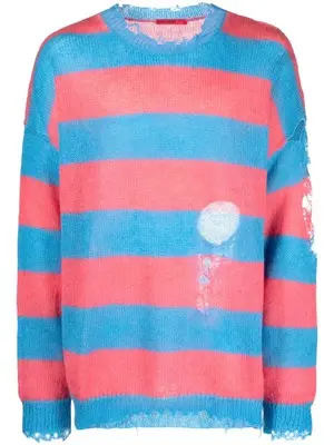 MEMBERS OF THE RAGE Distressed Striped Jumper