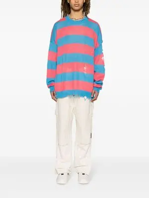MEMBERS OF THE RAGE Distressed Striped Jumper