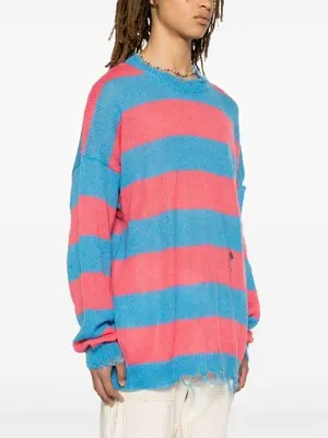 MEMBERS OF THE RAGE Distressed Striped Jumper