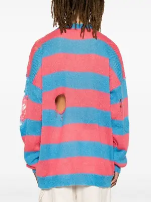 MEMBERS OF THE RAGE Distressed Striped Jumper