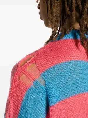 MEMBERS OF THE RAGE Distressed Striped Jumper