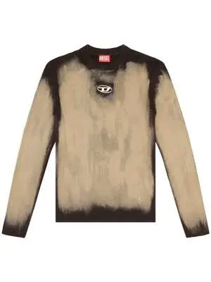 DIESEL® K-darin Ribbed-knit Jumper With Faded Effect And Logo Plaque