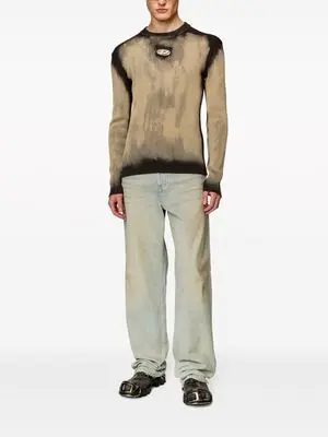 DIESEL® K-darin Ribbed-knit Jumper With Faded Effect And Logo Plaque