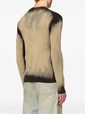 DIESEL® K-darin Ribbed-knit Jumper With Faded Effect And Logo Plaque