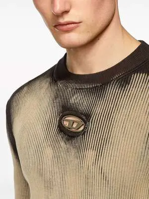 DIESEL® K-darin Ribbed-knit Jumper With Faded Effect And Logo Plaque