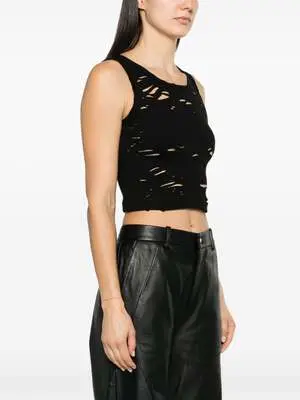R13 Ripped Crop Top - Black