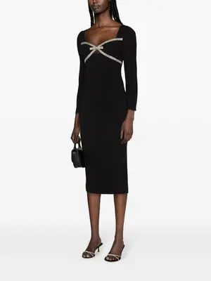 SELF-PORTRAIT Bow-detail Crepe Midi Dress - Black