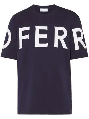 FERRAGAMO Logo-print Cotton T-shirt - Blue