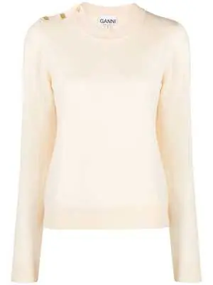 GANNI Mix Merino-cashmere Jumper - Neutrals