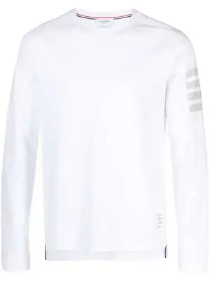 Thom Browne Milano Cotton 4-bar Long Sleeve Tee - White