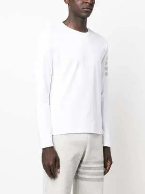 Thom Browne Milano Cotton 4-bar Long Sleeve Tee - White