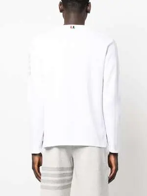 Thom Browne Milano Cotton 4-bar Long Sleeve Tee - White
