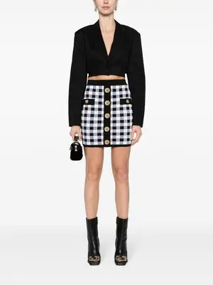 Balmain Gingham Fine-knit Miniskirt - Black