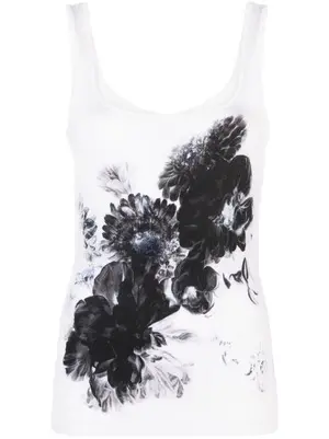 Alexander McQueen Chiaroscuro Wool-silk Tank Top - Neutrals