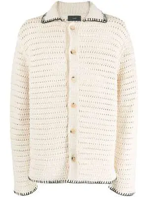 Alanui Whipstitch-detail Open-knit Cardigan - Neutrals