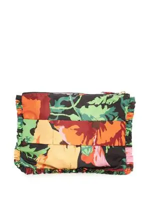 La DoubleJ Floral-print Zipped Clutch - Green