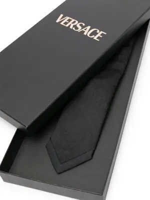 Versace Barocco Jacquard Silk Tie - Black
