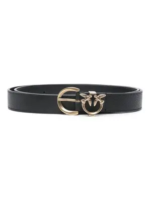 Pinko Love Birds Buckle Leather Belt - Black