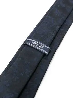 Versace Barocco Jacquard Silk Neck Tie - Blue