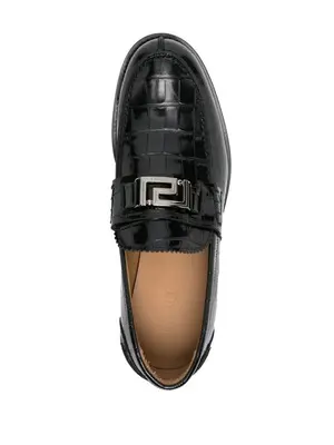 Versace Greca Crocodile-effect Loafers