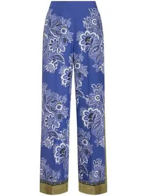 Etro Bandana Print Silk Trousers - Purple
