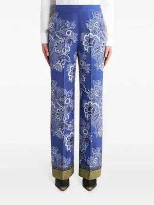 Etro Bandana Print Silk Trousers
