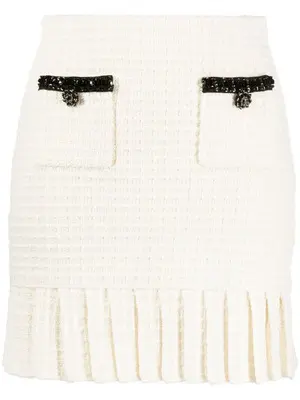 SELF-PORTRAIT Waffle-knit Mini Skirt - Neutrals