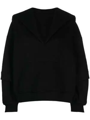 IOANA CIOLACU Sailor-collar V-neck Top - Black