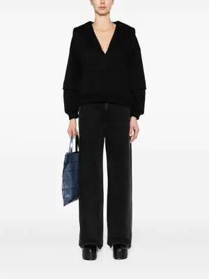 IOANA CIOLACU Sailor-collar V-neck Top - Black