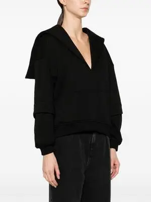 IOANA CIOLACU Sailor-collar V-neck Top - Black