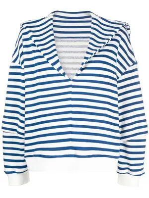 IOANA CIOLACU Sailor-collar Striped Top - Blue