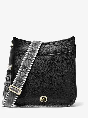Michael Kors Luisa Large Pebbled Leather Messenger Bag - Black