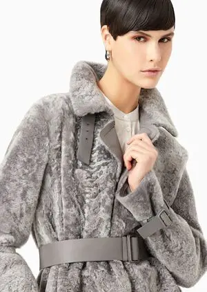 Giorgio Armani Lambskin Shearling Long Coat