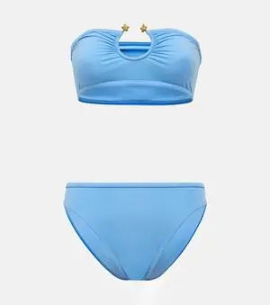 Bottega Veneta Knot Bandeau Bikini - Blue