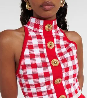 Balmain Checked Crop Top