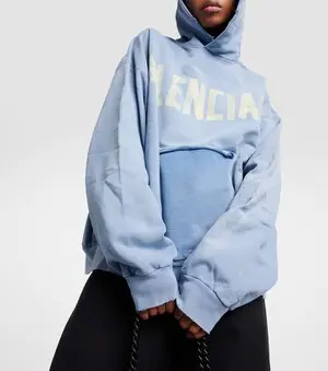 Balenciaga Tape Type Cotton Fleece Hoodie