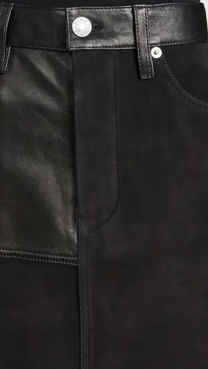 RE/DONE Mid Rise Leather Patchwork Skirt