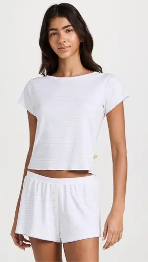 Morgan Lane Tate Striped Shorts - Sky Stripe