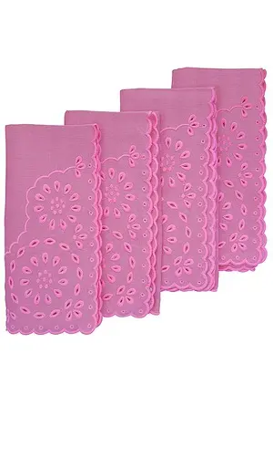 CHEFANIE Pink Eyelet Dinner Napkins Set Of 4 In Pink - N,a