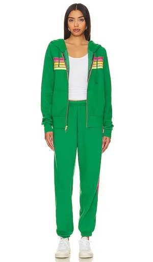 Aviator Nation X 5 Stripe Hoodie - Kelly Green