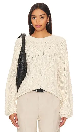 Free People Frankie Cable Knit Sweater - Ivory