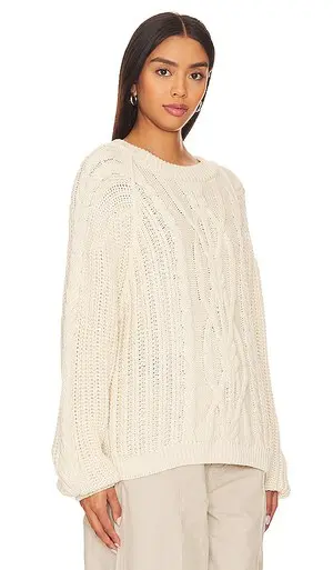 Free People Frankie Cable Knit Sweater - Ivory