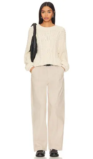Free People Frankie Cable Knit Sweater - Ivory