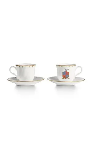 Tiffany & Co. Crest Set-of-two Bone China Espresso Cup - White