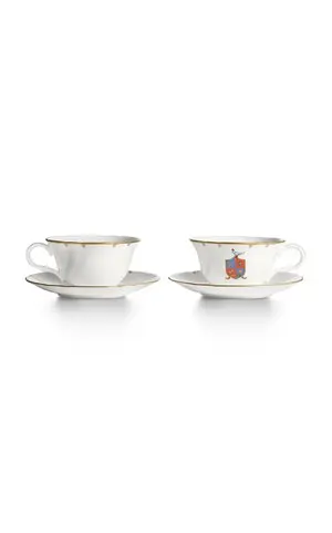 Tiffany & Co. Crest Set-of-two Bone China Tea Cup - White