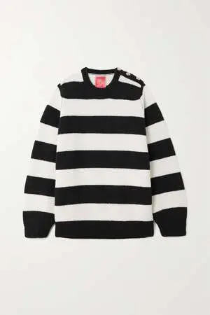 BARRIE Sofia Coppola Embellished Striped Sweater