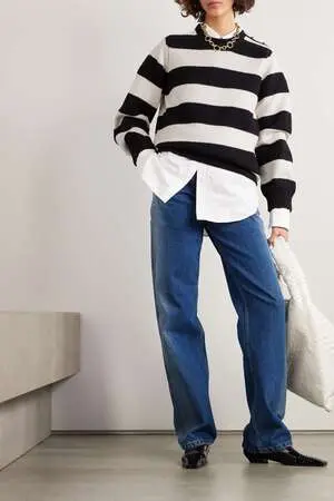 BARRIE Sofia Coppola Embellished Striped Sweater