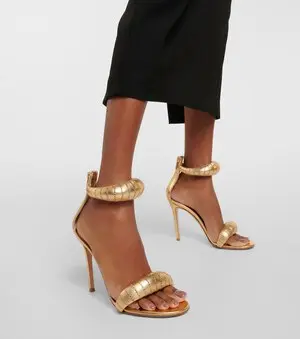 GIANVITO ROSSI Bijoux Crystal Metallic Leather Sandals
